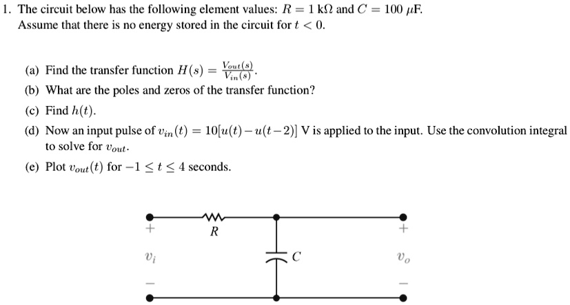 1. The circuit below has the following element values: R = 1 kΩ and C = 100 μF. Assume that ...
