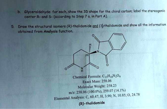SOLVED:Glyceraldehyde: for each, show the 30 shape for the chiral ...