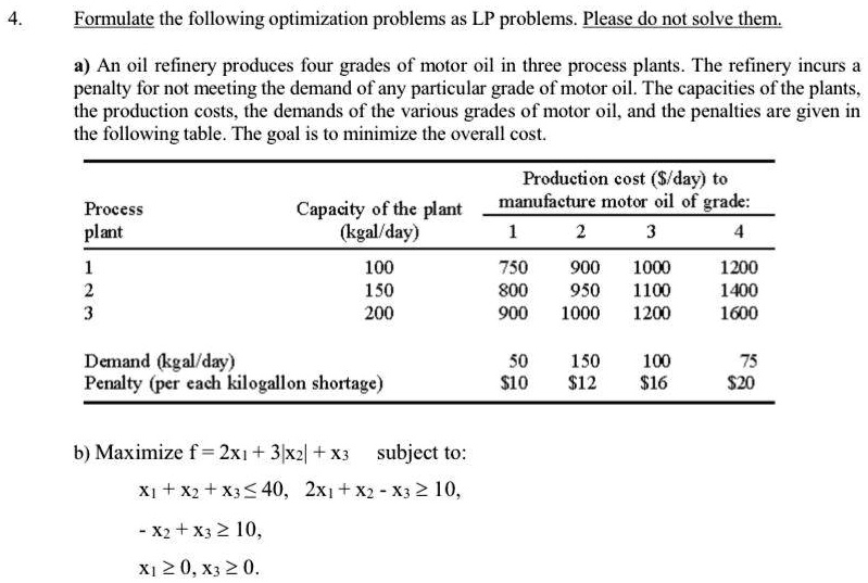 SOLVED: Formulate the following optimization problems as LP problems ...