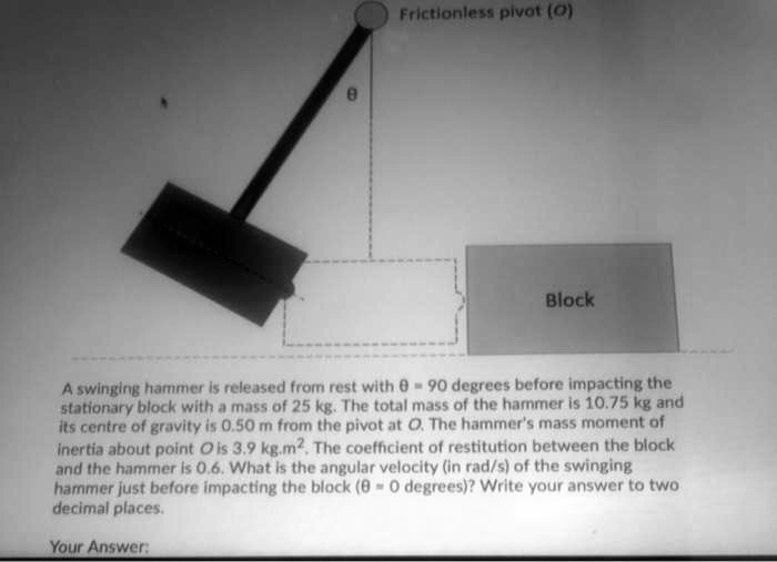 SOLVED: Frictionless pivot(O) Block Aswinging hammer is released from ...