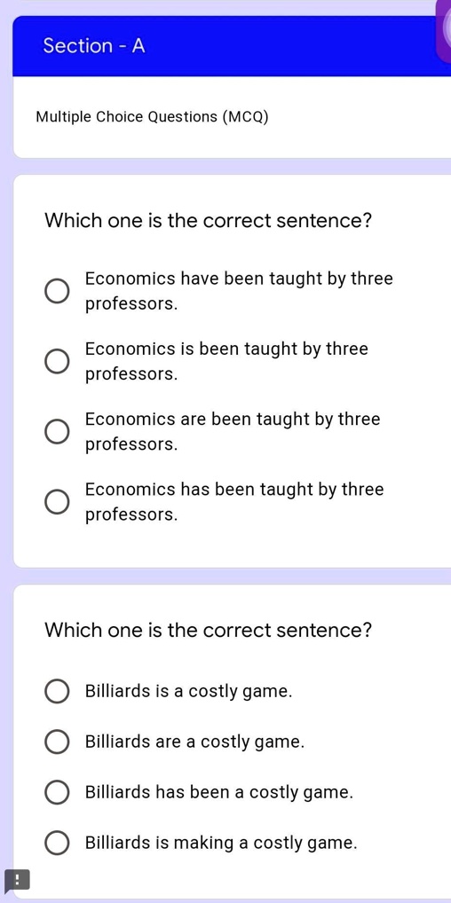 'solve the following questions immediately Section A Multiple Choice Questions (MCQ) Which one ...