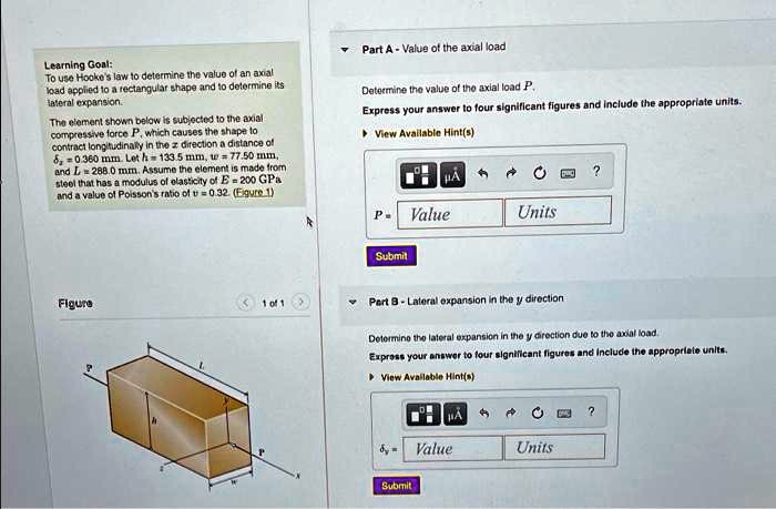 SOLVED: Part A - Value of the axial load Learning Goal: To use Hooke's ...