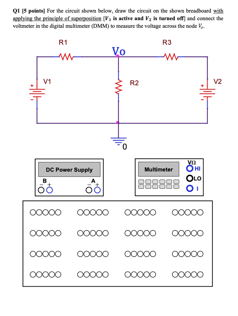 Q1 [5 points] For the circuit shown below, draw the circuit on the ...