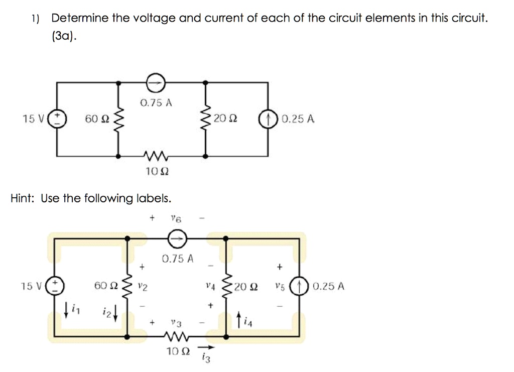 SOLVED: Determine the voltage and current of each of the circuit ...