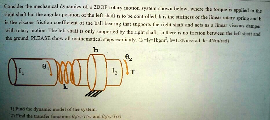 SOLVED: Consider the mechanical dynamics of a 2DOF rotary motion system ...