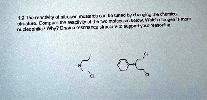 1.9 The reactivity of nitrogen mustards can be tuned by changing the ...