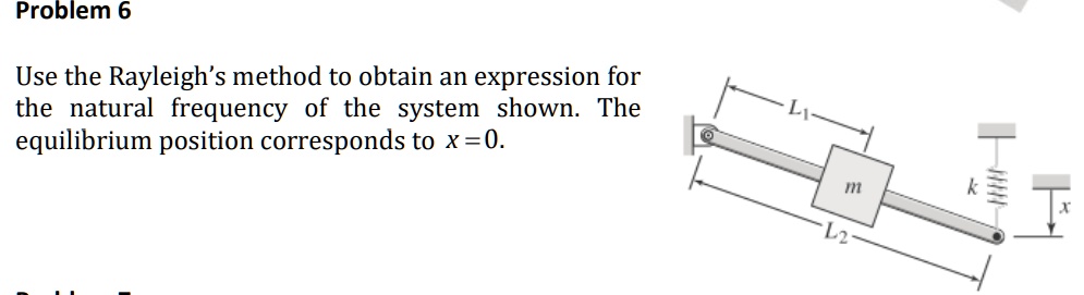 SOLVED: Problem 6 Use the Rayleigh's method to obtain an expression for ...