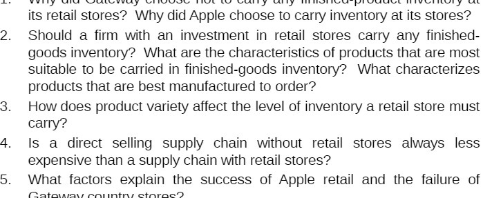 why did gateway choose not to carry any finished product inventory at ...