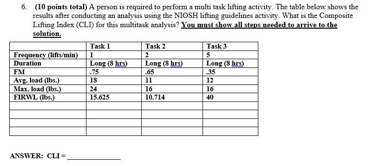 SOLVED: A person is required to perform a multitask lifting activity ...