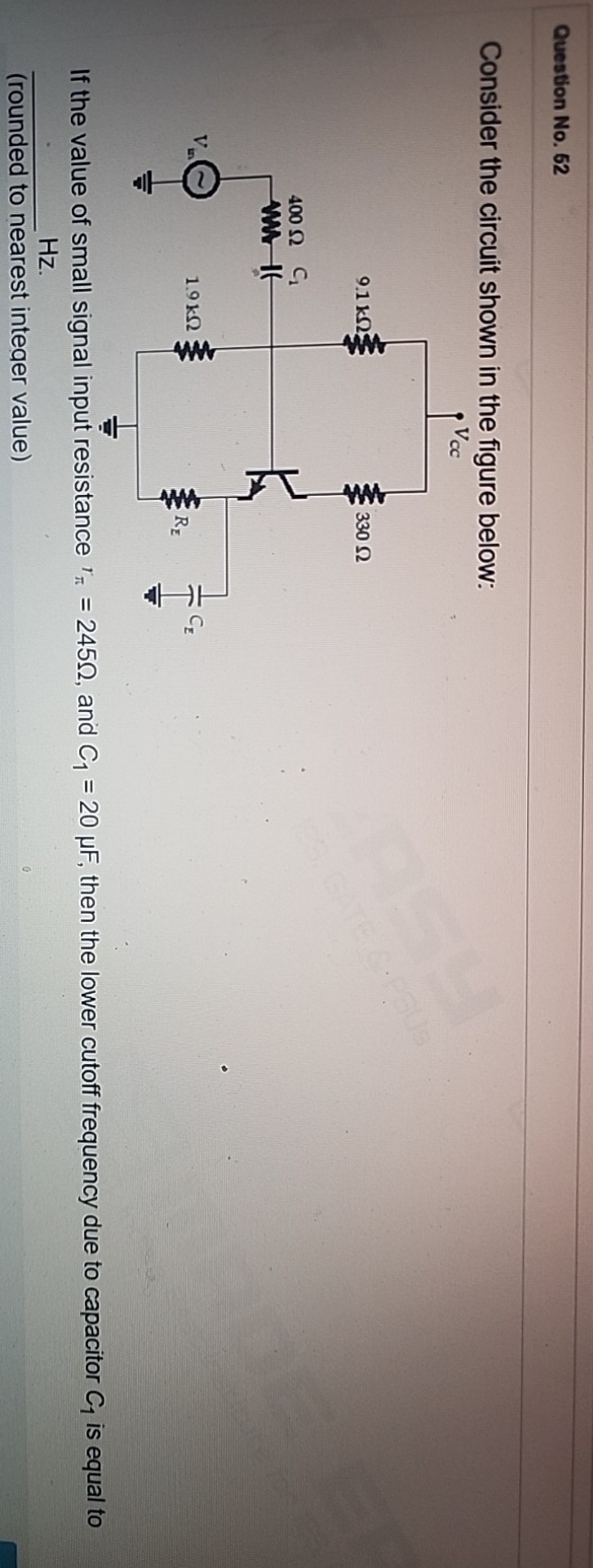 Question No. 62 Consider the circuit shown in the figure below: If the ...