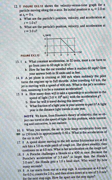 SOLVED: Texts: 12. FIGURE EX2.12 shows the velocity-versus-time graph for a particle moving ...