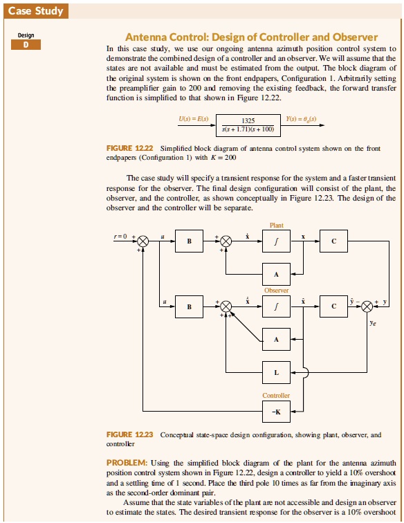 refer to the case study from chapter 12 antenna controller design only ignore the observer ...