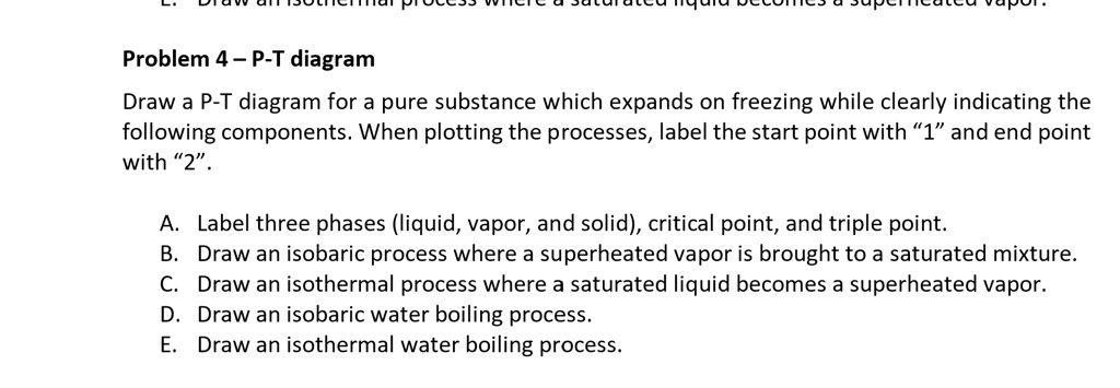 SOLVED: Problem 4 - p-T diagram Draw a P-T diagram for a pure substance ...