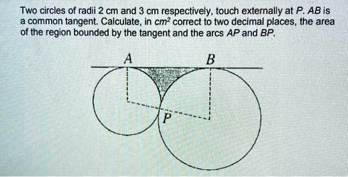 two circles of radii 2 cm and 3 cm respectively touch externally at p ...