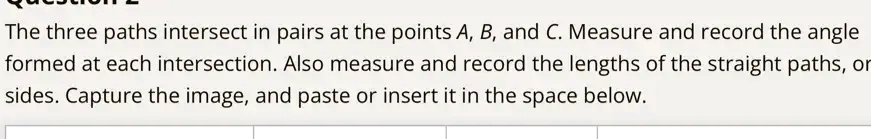 SOLVED: The three paths intersect in pairs at the points A, B, and ...