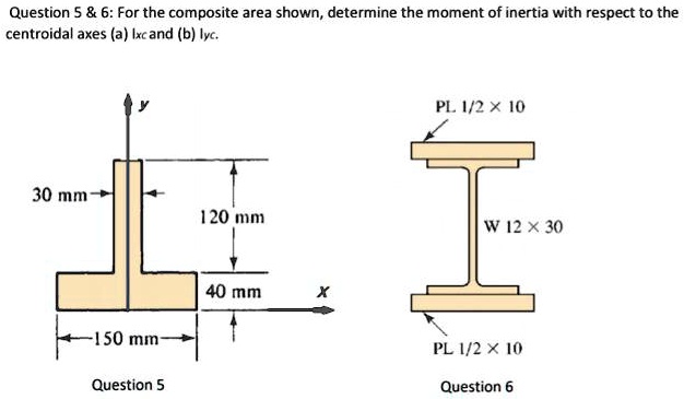 SOLVED: Question 5 6: For the composite area shown, determine the moment of inertia with respect ...