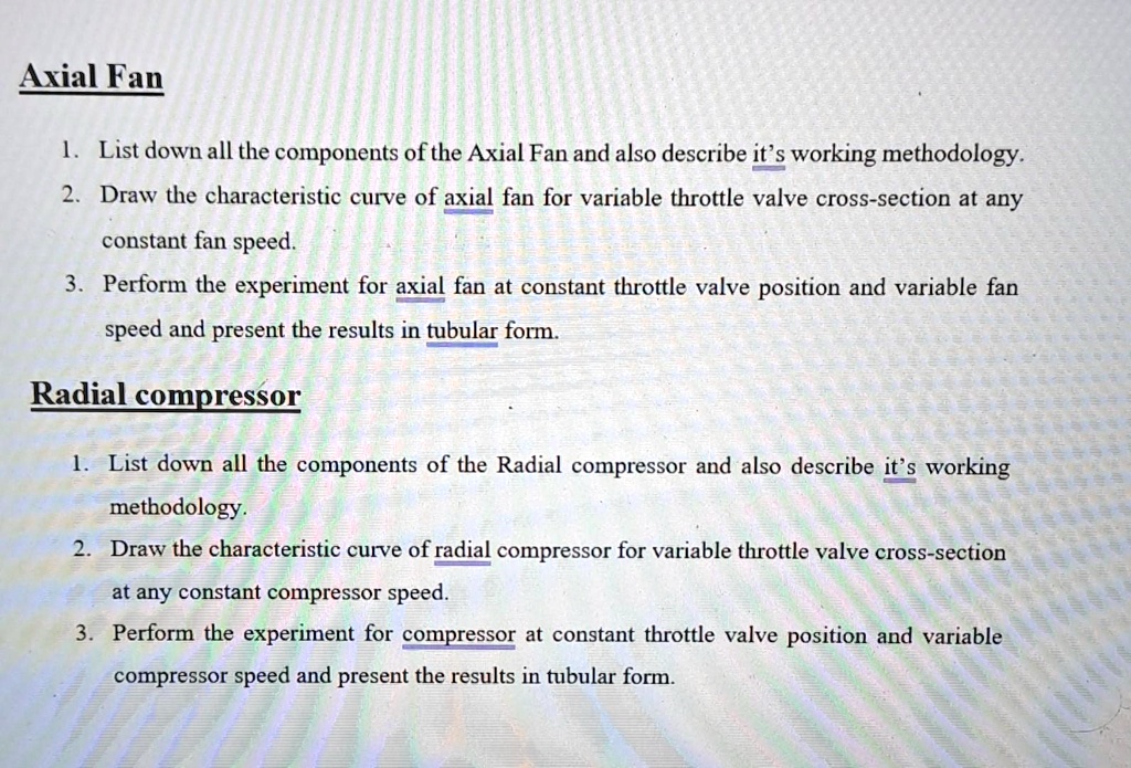 axial fan l list down all the components of the axial fan and also ...