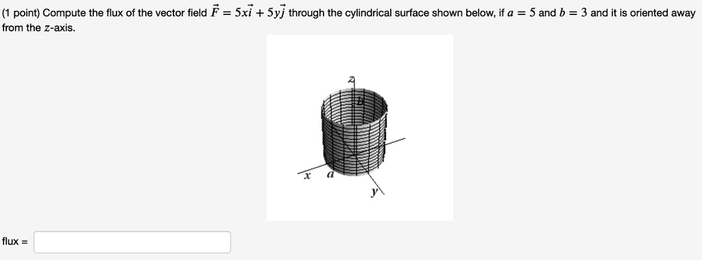 SOLVED: (1 point) Compute the flux of the vector field F = Sxi + Syj ...