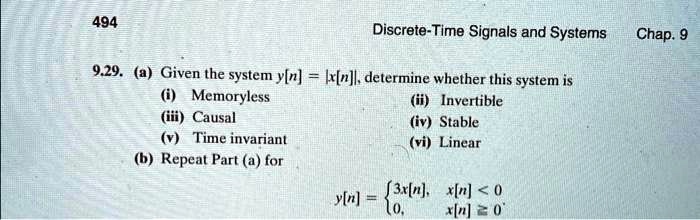 9.29 (b) only 494 Discrete-Time Signals and Systems Chap. 9 9.29. a Given the system y[n] = x[n ...