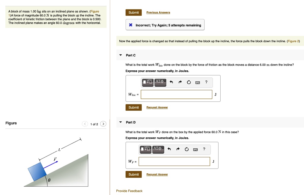 aibiock mass 100 kg sits 0n an inclincd plane as shown figure tja force ...