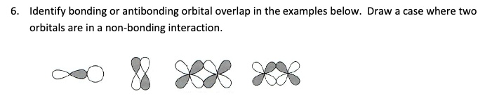 SOLVED: Identify bonding or antibonding orbital overlap in the examples ...