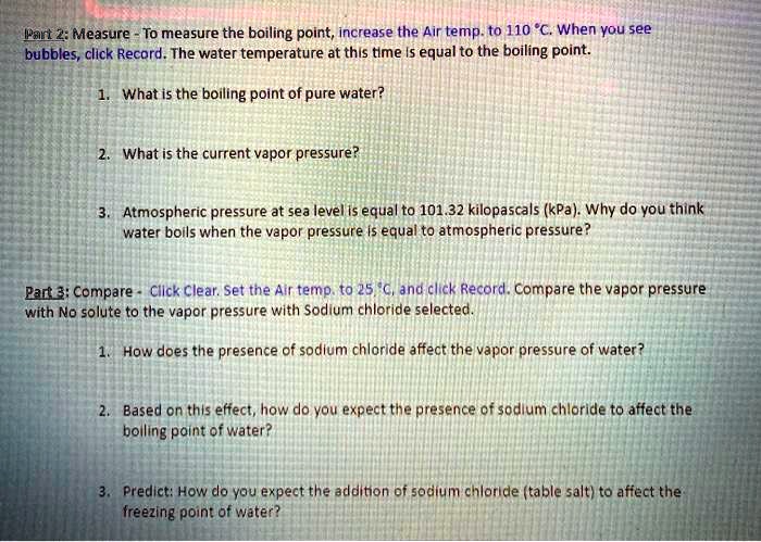 part 2 measure to measure the boiling point increase the air temp to 110 c when you see bubbles ...