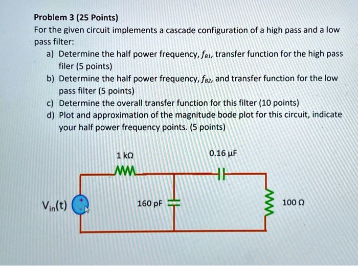 Problem 3 (25 Points) For the given circuit implements a cascade configuration of a high pass ...