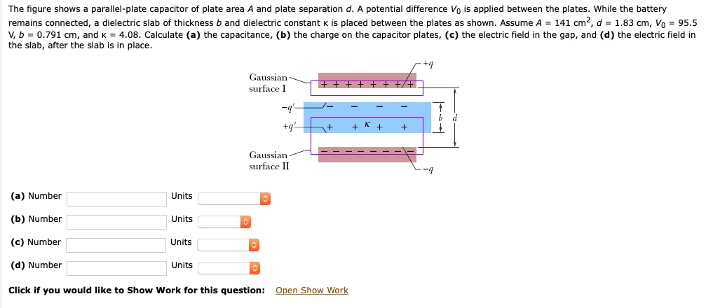 SOLVED: The figure shows a parallel-plate capacitor with a plate area ...