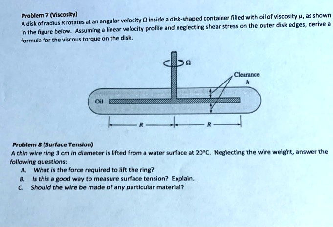 Problem 7 (Viscosity) A disk of radius R rotates at an angular velocity ...