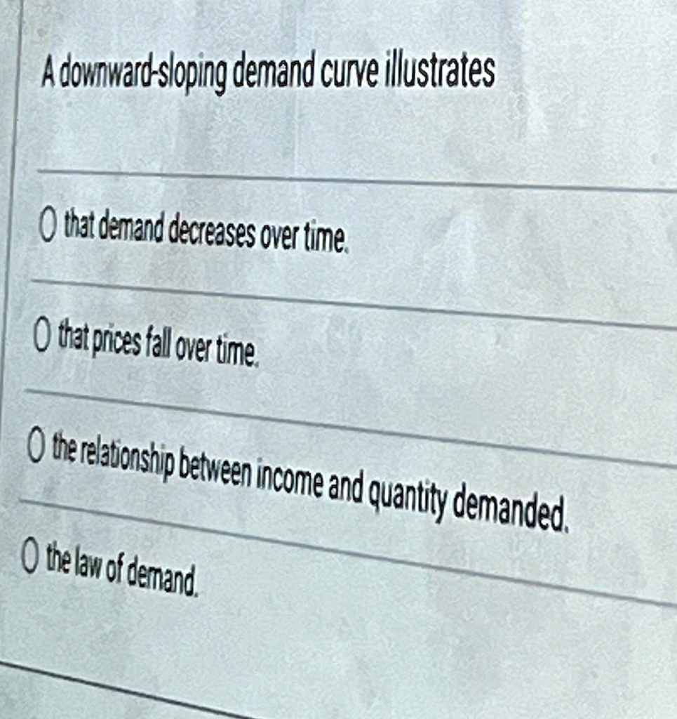 SOLVED: A downward-sloping demand curve illustrates - that demand ...