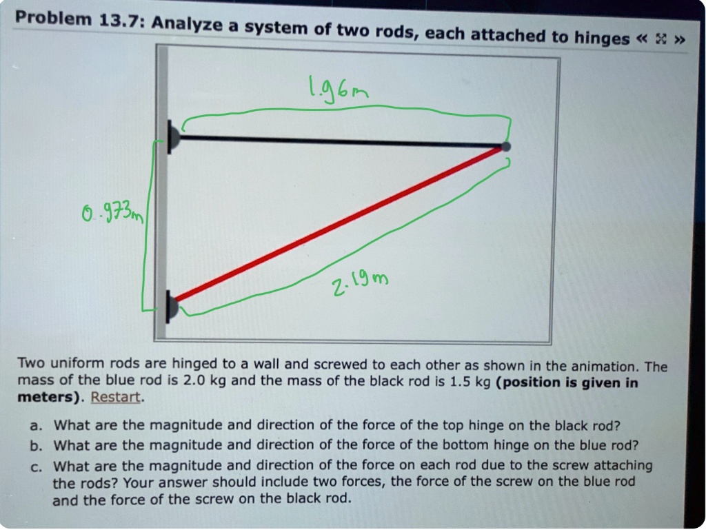 problem 137 analyze a system of two rods each attached to hinges l46n 6 ...