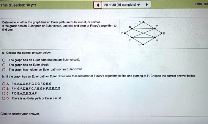 Solved Thk Quostion 10 Pts 20 Of 30 16 Complete Thk Tel Delermine Wrho Iher Ihe Graph Has 