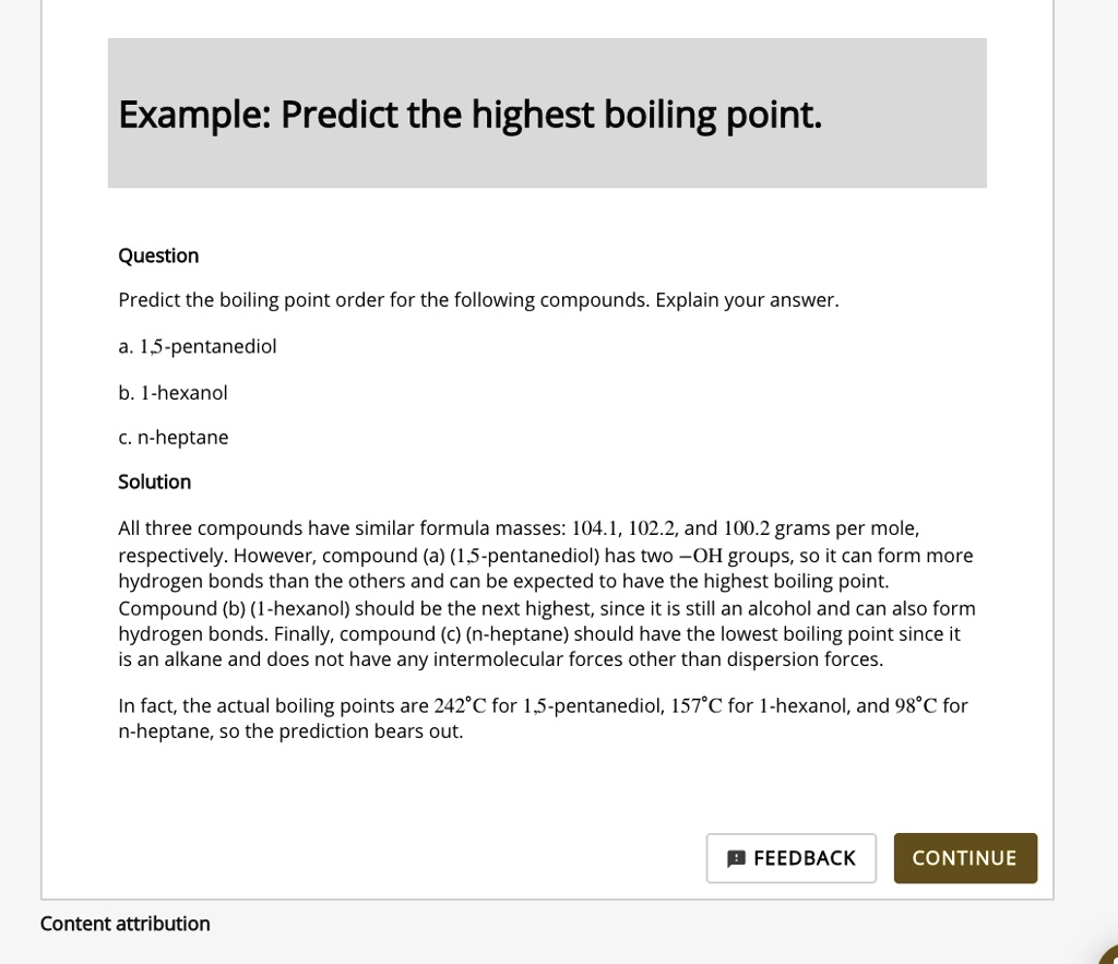 example predict the highest boiling point question predict the boiling point order for the ...