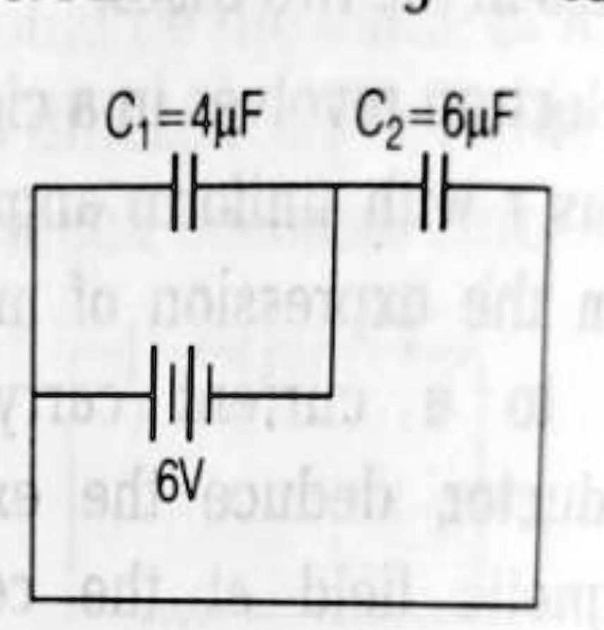 SOLVED: Two capacitors Câ‚ and Câ‚‚ are connected to a battery of 6V as shown in the given ...