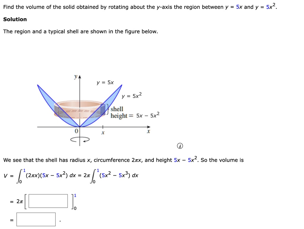 SOLVED: ' Find the volume of the solid obtained by rotating about the Y ...