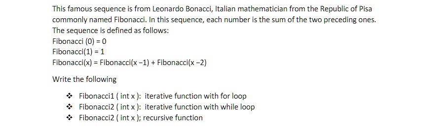 SOLVED: This famous sequence is from Leonardo Bonacci, an Italian mathematician from the ...