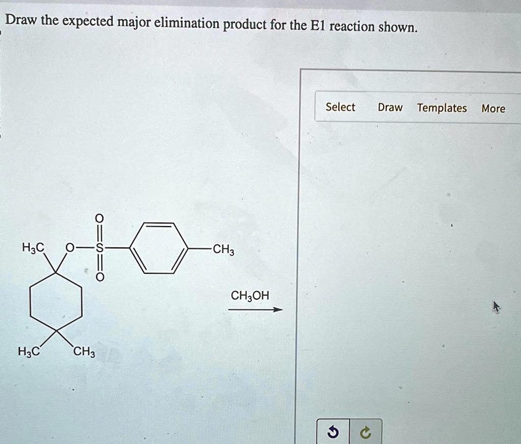 SOLVED: Draw the expected major elimination product for the E1 reaction shown. Draw the expected ...