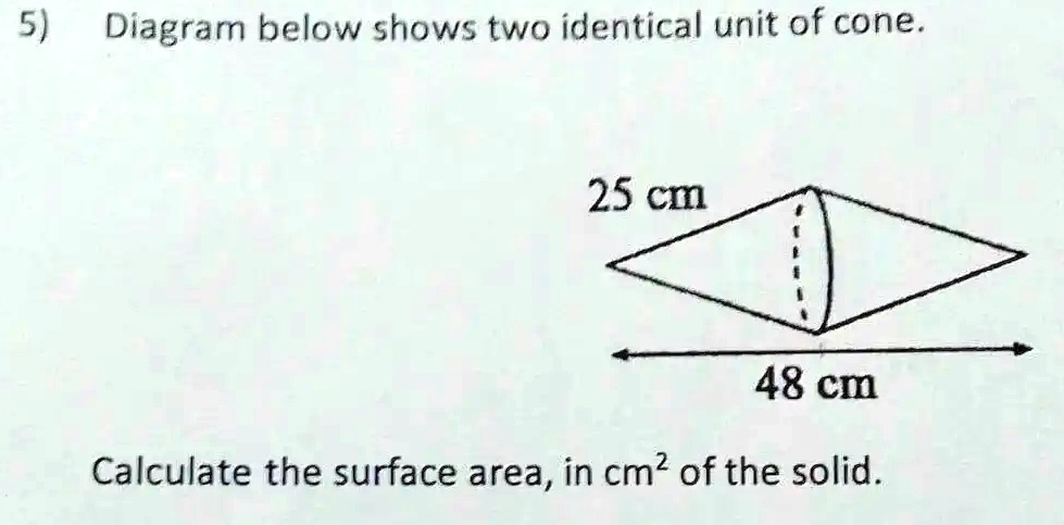5) Diagram below shows two identical unit of cone. 25 cm 48 cm ...