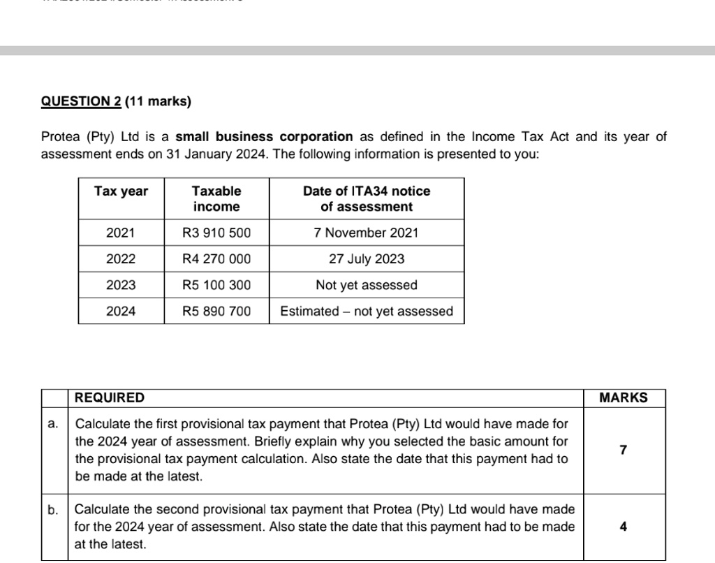VIDEO solution: QUESTION 2 (11 marks) Protea (Pty) Ltd is a small ...