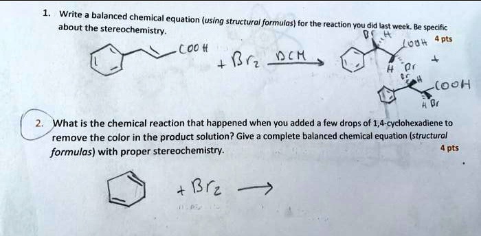 Solved Write A Balanced Chemical Equation Using Structural Formulas