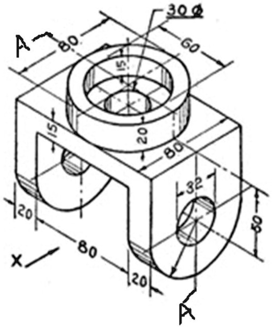 SOLVED: Draw Sectional Front View (Section A-A), Top View and RHSV for the Figure given below ...