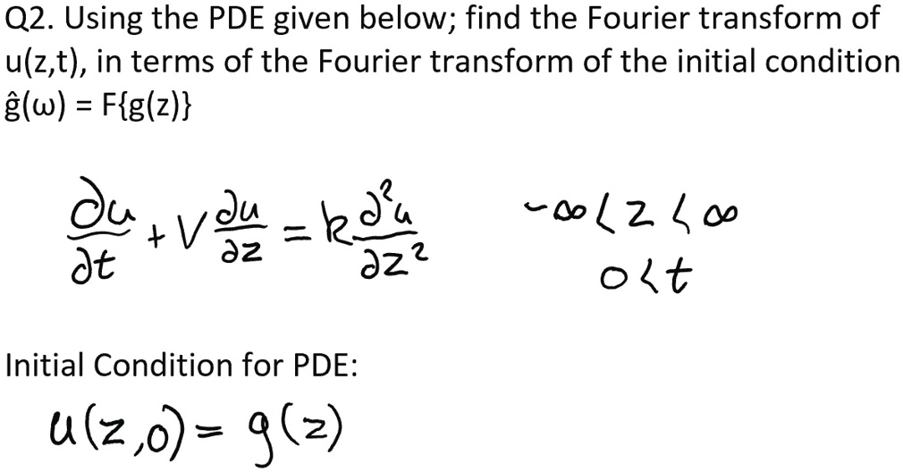 Q2 using the pde given below find the fourier transform of...