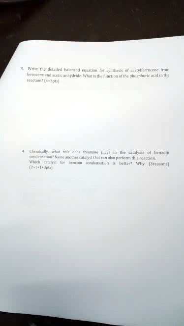 Solved Write The Detailed Balanced Equation For Synthesis Of Acetylferrocene From Ferrocene