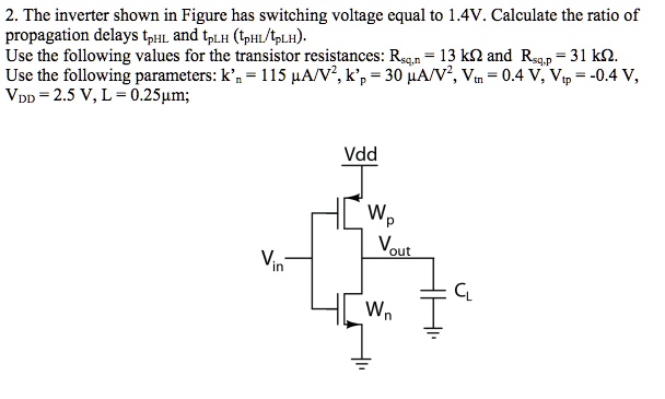 SOLVED: The inverter shown in Figure has a switching voltage equal to 1.4V. Calculate the ratio ...
