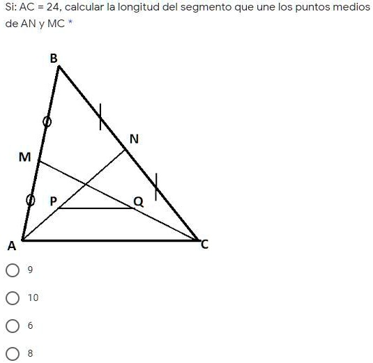 SOLVED: Si: AC = 24, calcular la longitud del segmento que une los ...