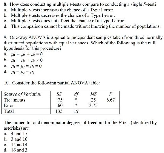 how does conducting multiple t tests compare to conducting single f ...