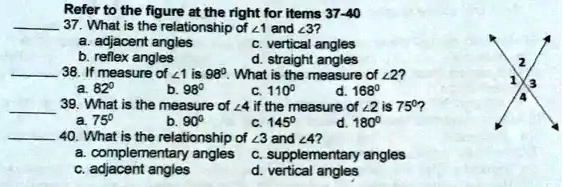SOLVED: Refer to the figure at the right for items 37-40 What is the ...