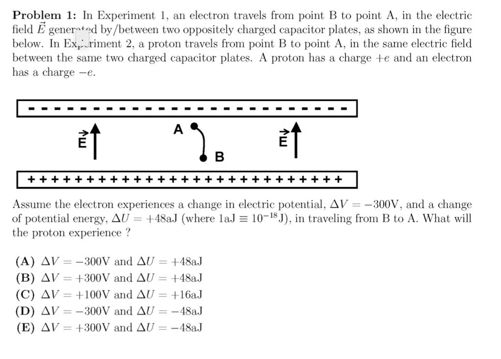 Problem 1 In Experiment 1 An Electron Travels From Point B To Point A