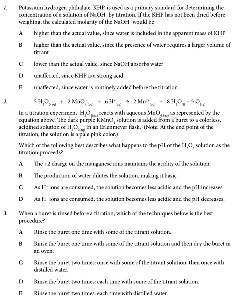 SOLVED: Potassium hydrogen phthalate; KHP is used as a primary standard ...