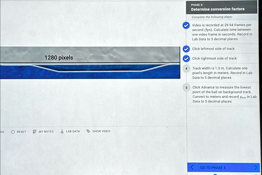 1280 Pixels Phase 2 Determine Conversion Factors Complete The Following Steps Video Is